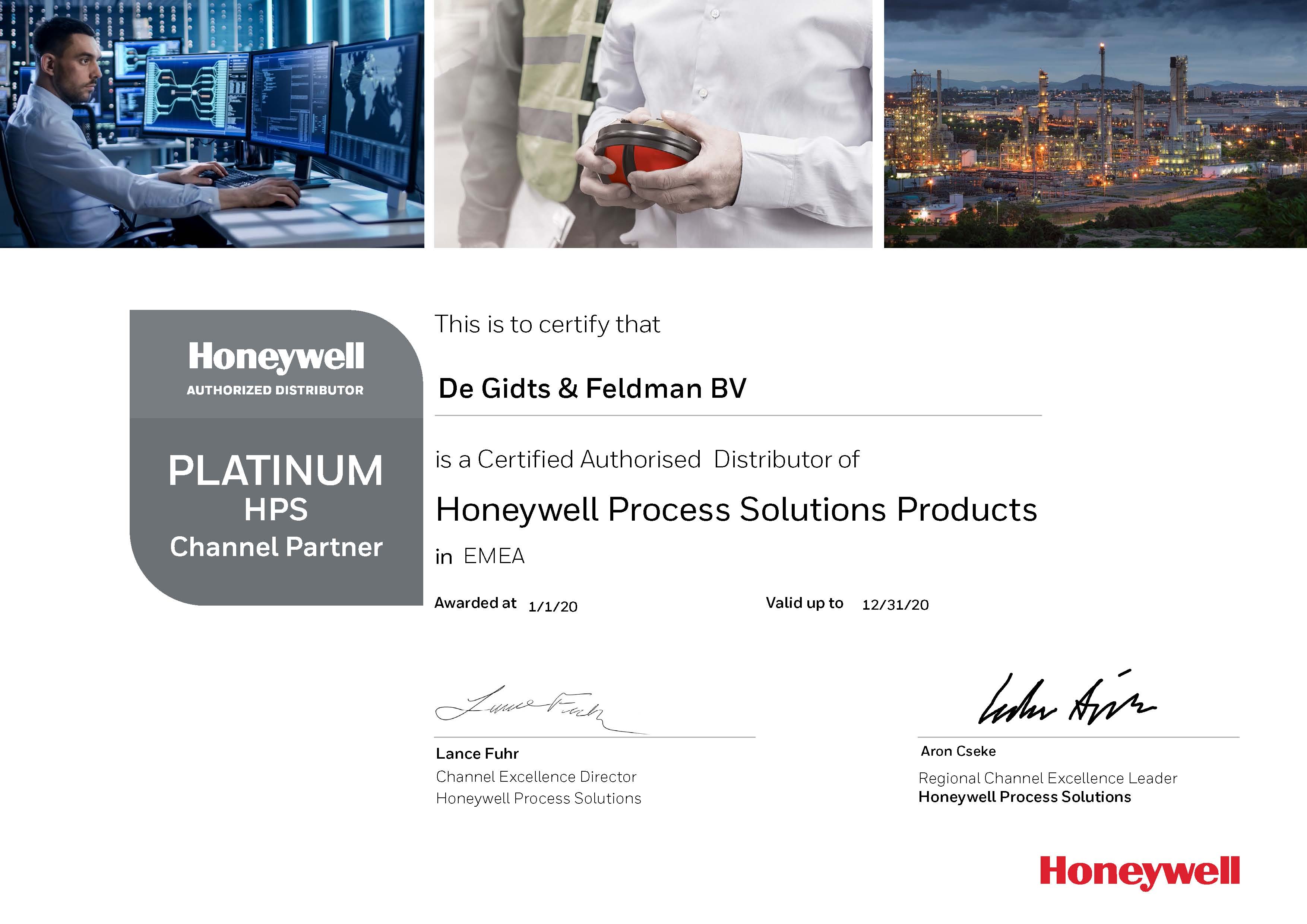 Highest level of Honeywell's Channel Partner Program - DGFG